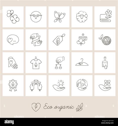 Vector Set Of Linear Icons Related To Slow Fashion And Sustainable Made