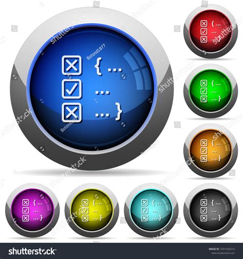 Source Code Checking Icons In Round Glossy Royalty Free Stock Vector