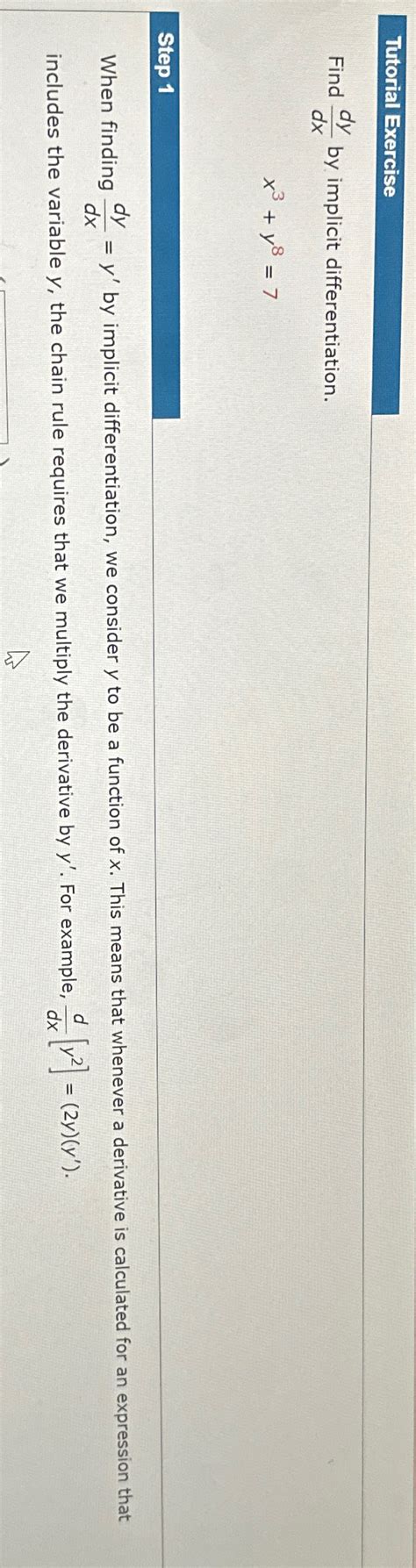 Solved Tutorial ExerciseFind Dydx By Implicit Chegg