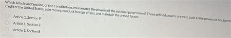 Solved Which Article And Section Of The Constitution