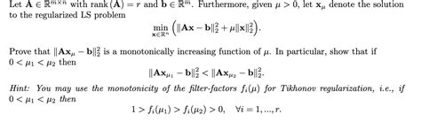 Solved Let A Rmxn With Rank A R And B Rm Chegg