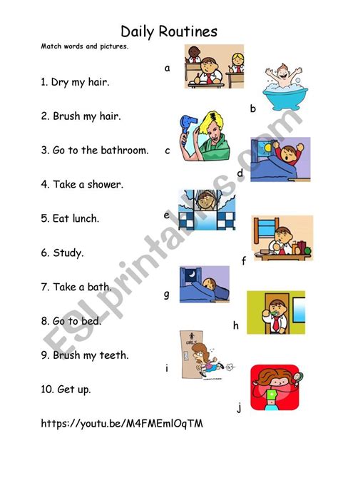 Daily Routines Esl Worksheet By Yunusbilen
