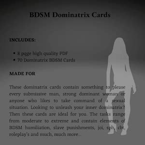 Dominatrix Cards Bdsm Humiliation For Males Femdom Challenge Etsy