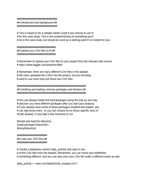 Bellabeat R Script Template Pdf Computing Data