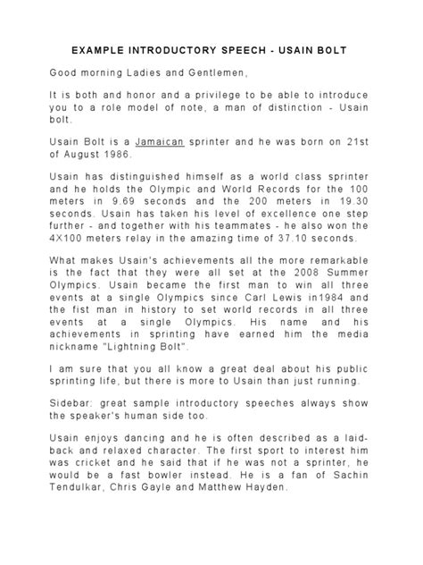 EXAMPLE INTRODUCTORY SPEECH Summer Olympic Games Sports