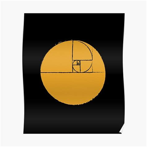 Yellow Circle Golden Ratio Spiral Fibonacci Sequence Sketch Poster