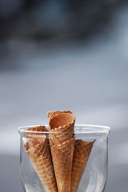 Premium Photo Ice Cream Cones In A Glass Jar