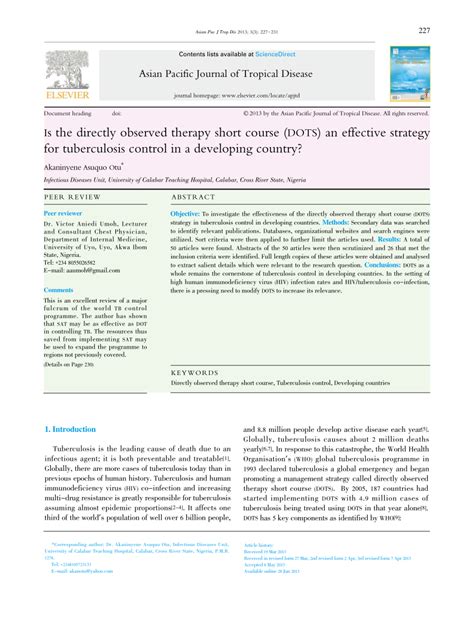 Pdf Is The Directly Observed Therapy Short Course Dots An Effective Strategy For