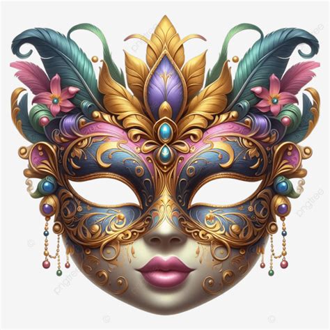 Máscara De Carnaval De Barazil Dorado Acuarela 3d Png Dibujos Máscara
