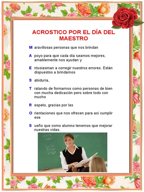 Acrostico Por El Día Del Maestro Pdf