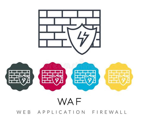 Secure Protection Web Application Firewall Waf Icon Stock