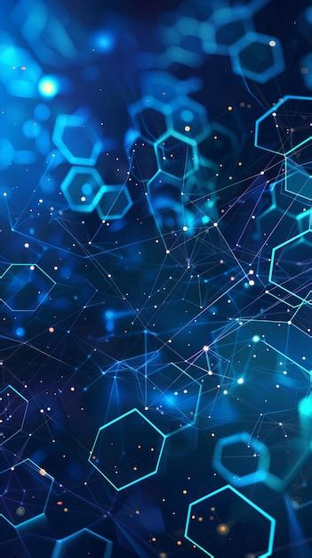 Technology Abstract Lines And Dots Connect Background With Hexagons Hexagon Grid Hexagons