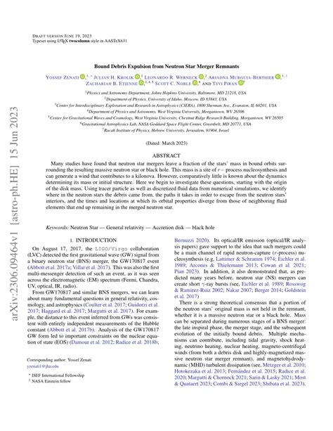 Pdf Bound Debris Expulsion From Neutron Star Merger Remnants