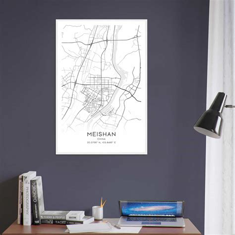Meishan China Map Poster Meishan City Road Wall Art Print Custom