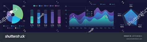 Set Colorful Dark Cool Pie Chart Stock Vector Royalty Free 2471363611