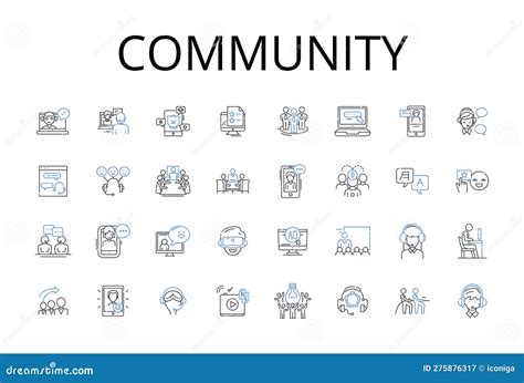 Community Line Icons Collection Society Population Neighborhood Assembly Congregation