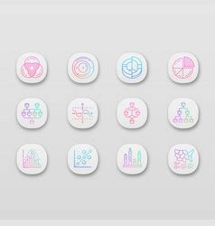 Diagram Color Icons Set Schematic Representation Vector Image