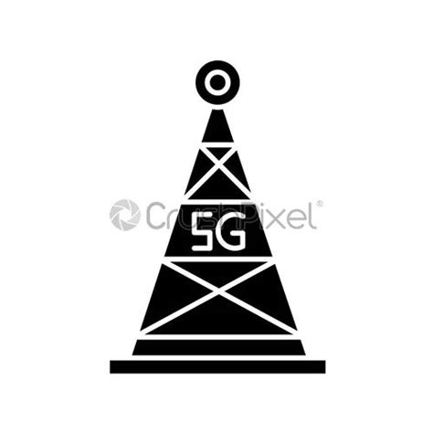 5g Cell Tower Black Glyph Icon Wireless Technology Fast Connection Stock Vector 2230873
