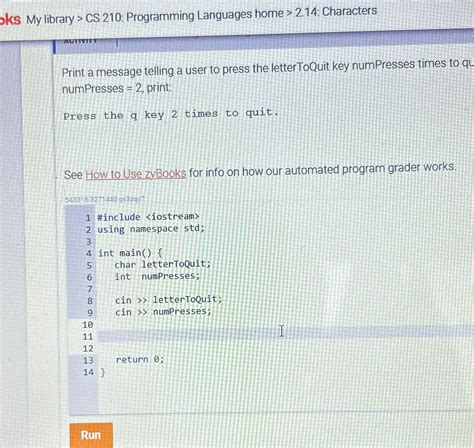 Solved Oks My Library CS 210 Programming Languages Home Chegg