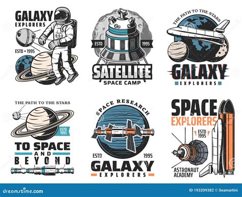 Galaxy Exploration Space Discovery Vector Icons Stock Vector
