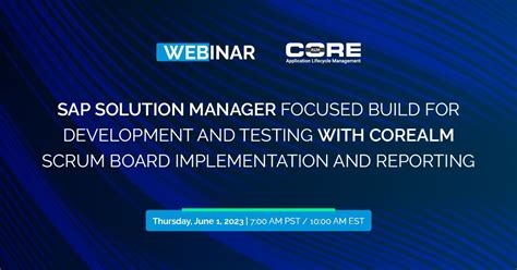 Join Us Thursday For Our Webinar On Sap Solution Manager Focused Build For Development And