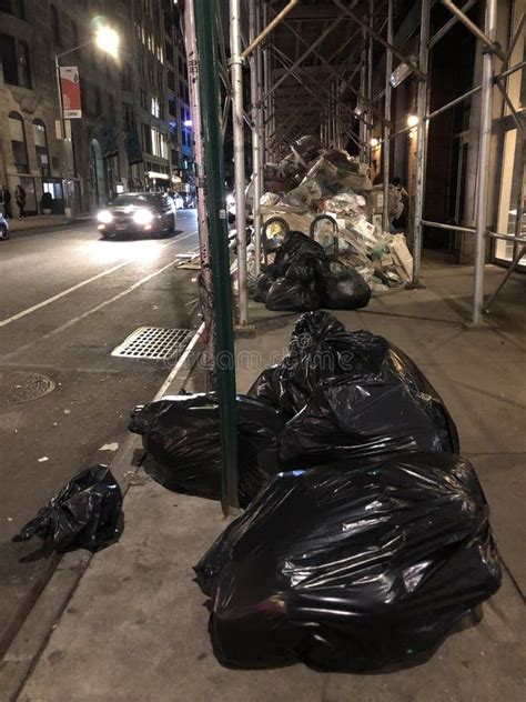 Garbage Bags On The Sidewalk In New York Streets Manhattan Reportage