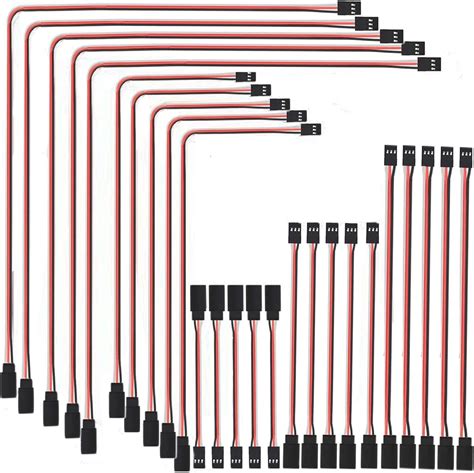 RUNCCI YUN 25 Pcs JR Style Servo Extension CableServo Cables Male To