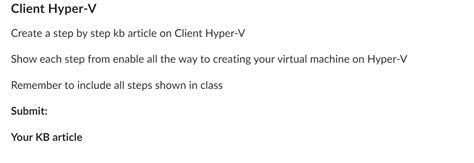 solved client hyper v create a step by step kb article on