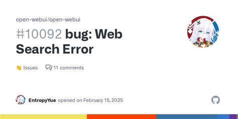 bug web search error · open webui open webui · discussion 10092 · github
