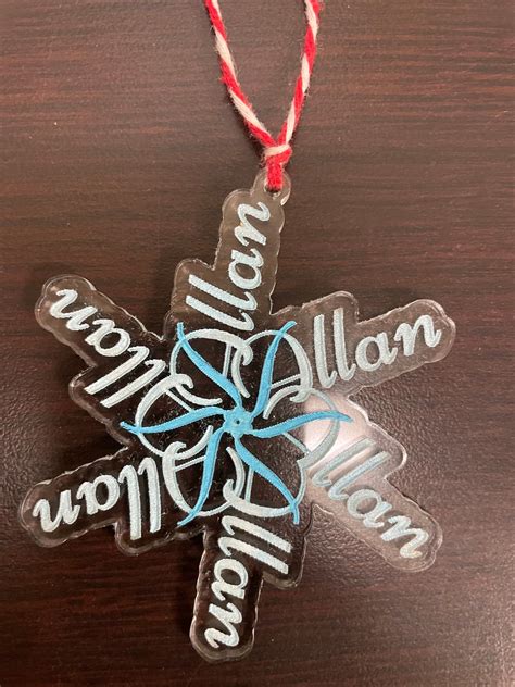 Snowflake Ornament Svg Personalized Ornament Laser File Snowflake Svg