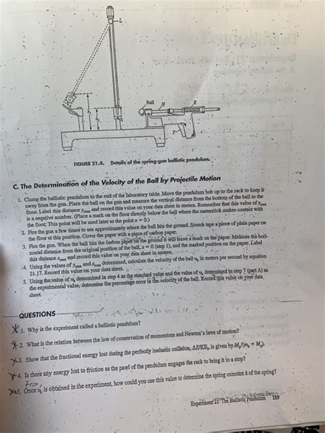 Solved Name Date Section Data Sheet Experiment 21 Ballistic Chegg