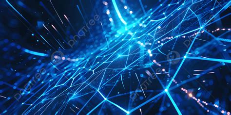 Abstract Digital Network With Glowing Lines And Nodes Against A Dark Background Representing