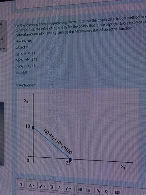 Solved For The Follwing A Linear Programming We Want Yo Use