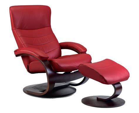 Fjords Trandal Ergonomic Leather C Frame Recliner Chair Ottoman