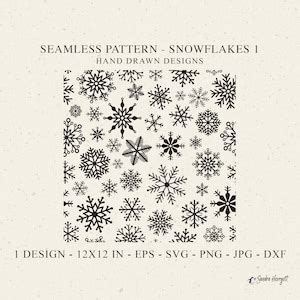 Snowflake Seamless Pattern SVG Plotter File Dxf Png Eps Etsy