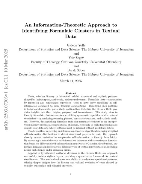 Pdf An Information Theoretic Approach To Identifying Formulaic