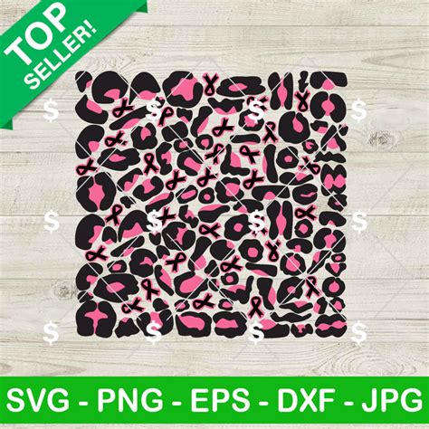 Leopard Breast Cancer Pattern Svg Leopard Ribbon Svg Breast Cancer