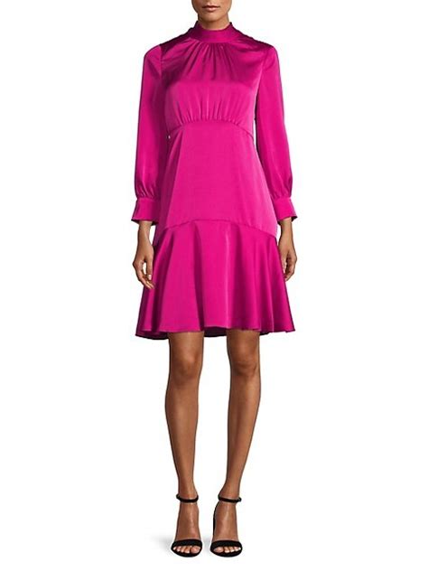 Mock Neck Long Sleeve Satin Mini Dress