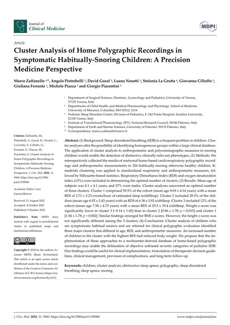 Pdf Cluster Analysis Of Home Polygraphic Recordings In Symptomatic