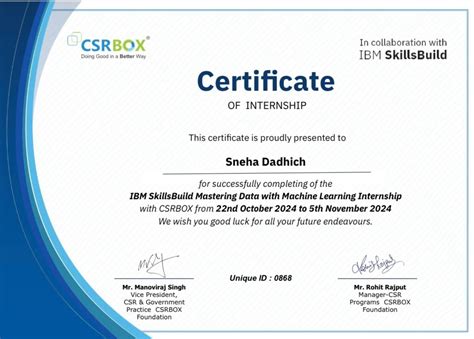 Sneha Dadhich On Linkedin Ai Machinelearning Internship Skillsbuild Ibm Learningjourney