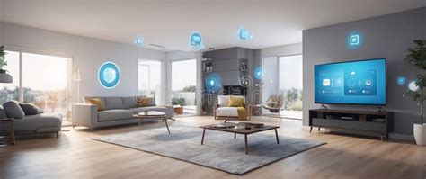 High End Living Room With Ai Powered Home Automation Stock Illustration Illustration Of