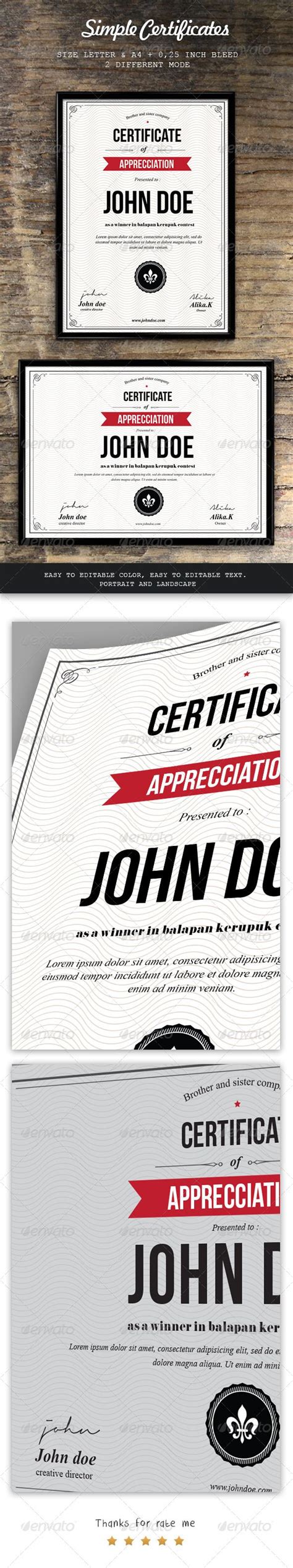 Simple Certicates Certificate Design Certificate Design Template