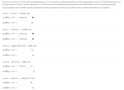 Solved Absolute And Relative Error For Each Of The Chegg