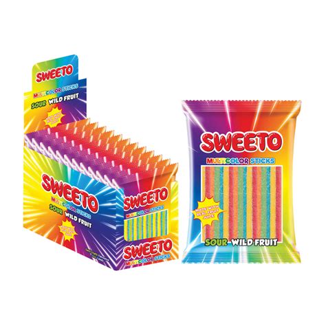 Sweeto Multicolor Sticks Sweets Halal 80g 12 Bag American Candy N