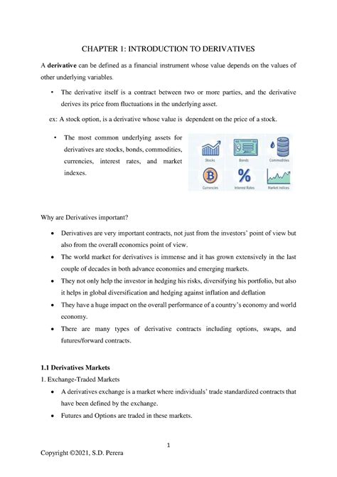 Session Introduction To Derivatives CHAPTER INTRODUCTION TO DERIVATIVES A Derivative