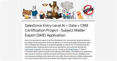 Salesforce Entry Level Ai Data Crm Certification Project Subject