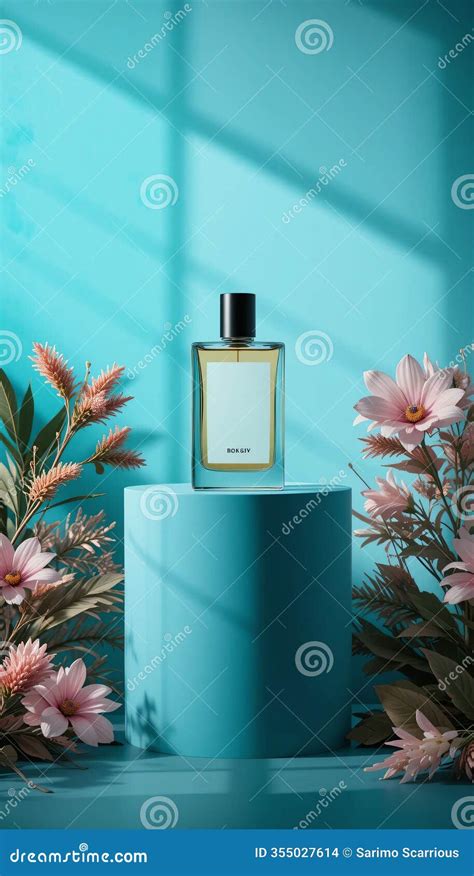 Elegant Perfume Bottle On Minimalist Display On Stage Stock
