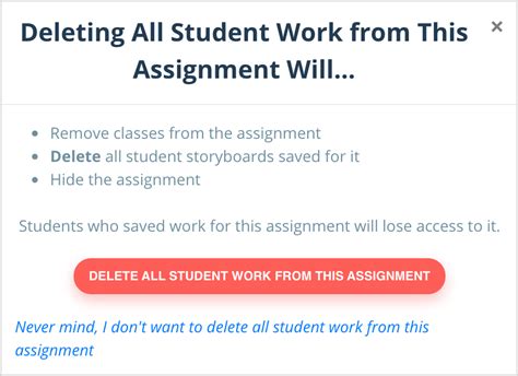 delete assignment storyboard that help center