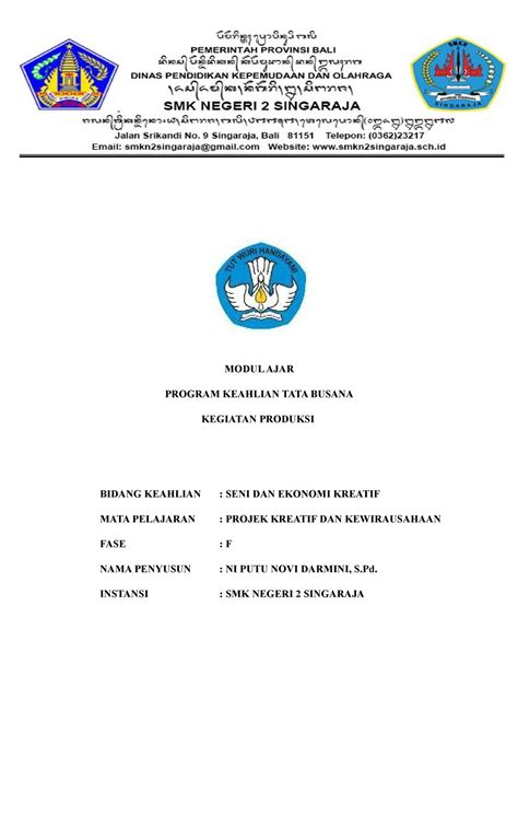 Modul AJAR 1 Menjabarkan Metri Tata Busana MODUL AJAR PROGRAM