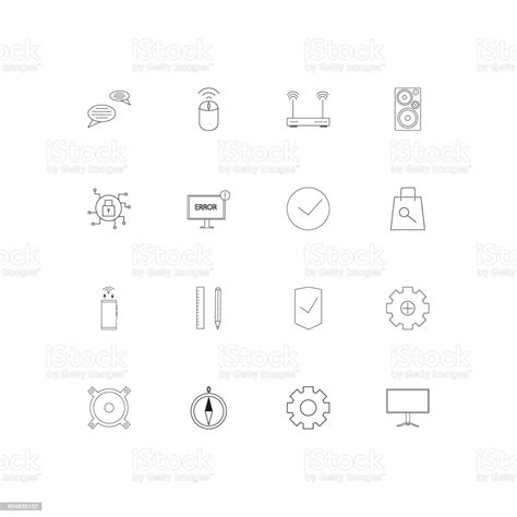 장치 선형 얇은 아이콘 설정합니다 간단한 벡터 아이콘 설명 0명에 대한 스톡 벡터 아트 및 기타 이미지 0명 기어 기계 부분 눈금자 Istock